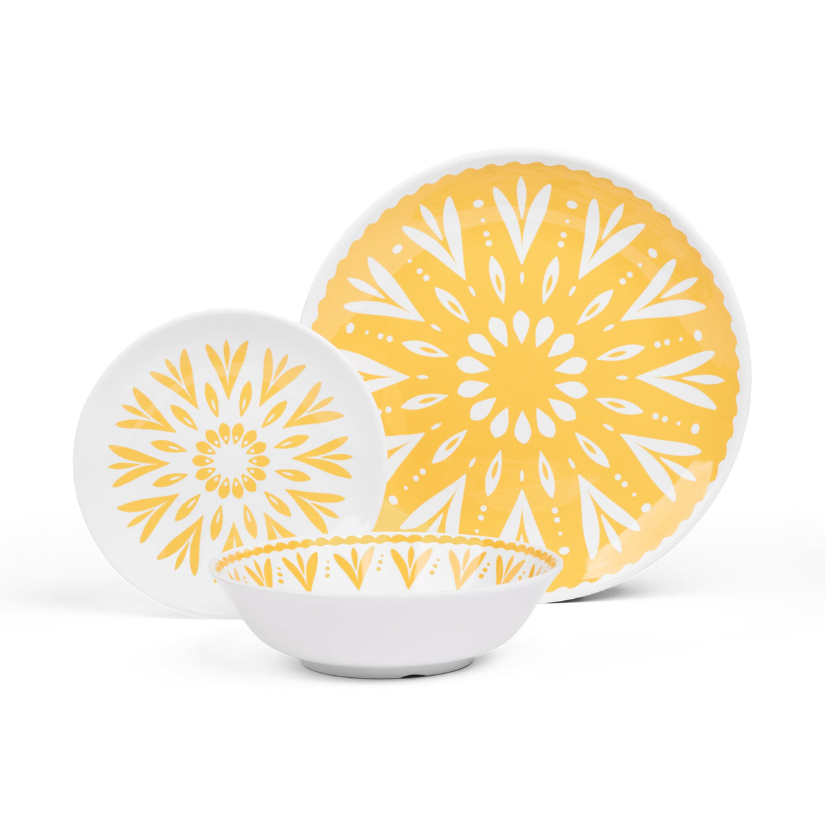 Melamine Pattern Tableware Sets, 12-Piece | Stylish & Stackable ...